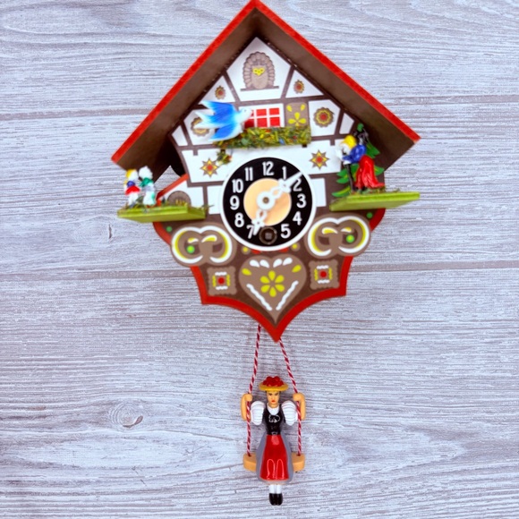 Vintage | Accents | Vintage Miniature Cuckoo Clock With Girl On A ...